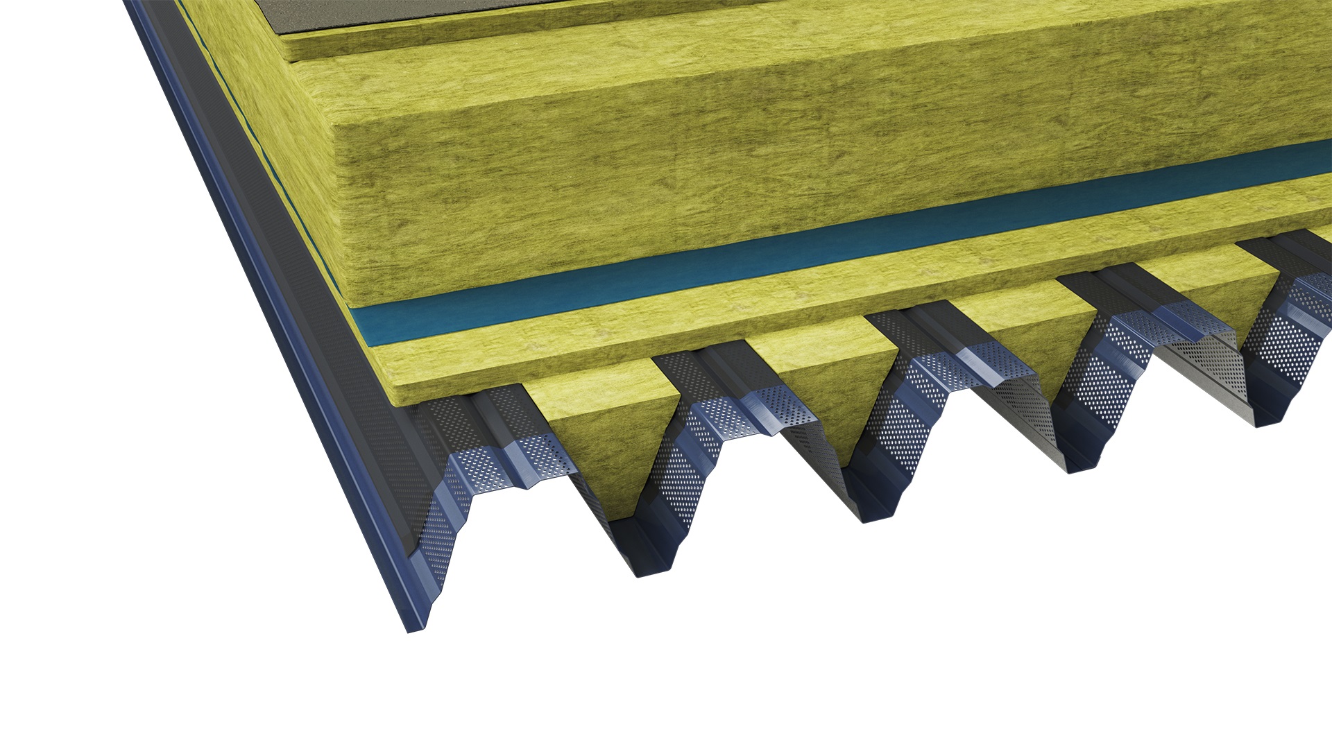 Ruukki T153 4/30 web and flange perforated + acoustic infill