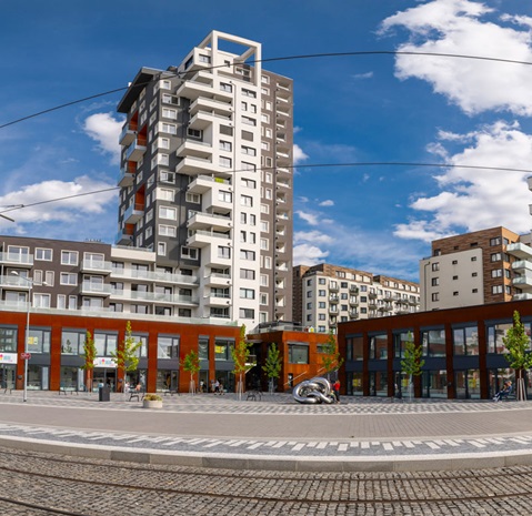 Barrandov - Olga Scheinpflugová square in Prague, Czech republic