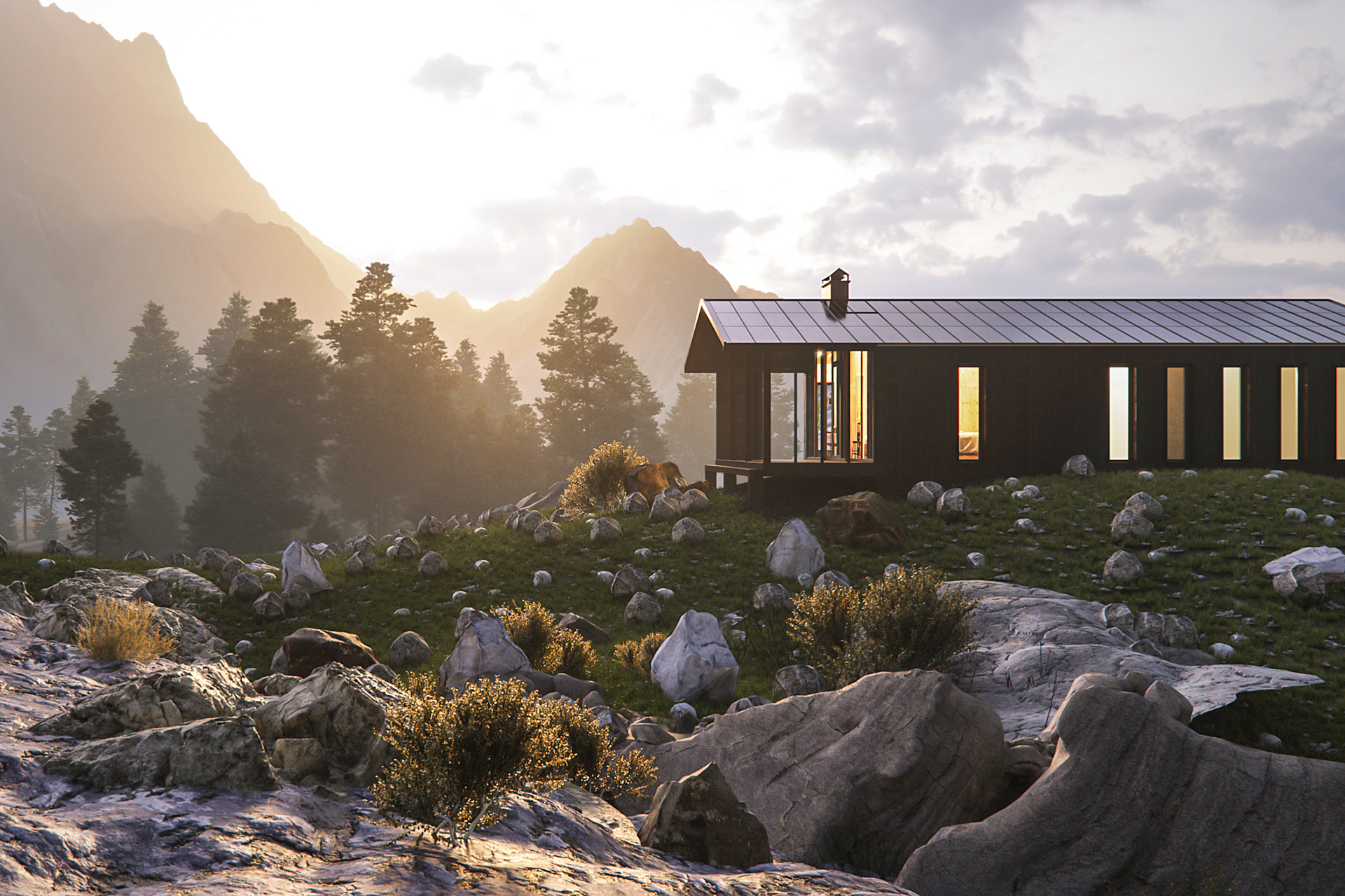An elegant Ruukki roof and solar power solution in the same package